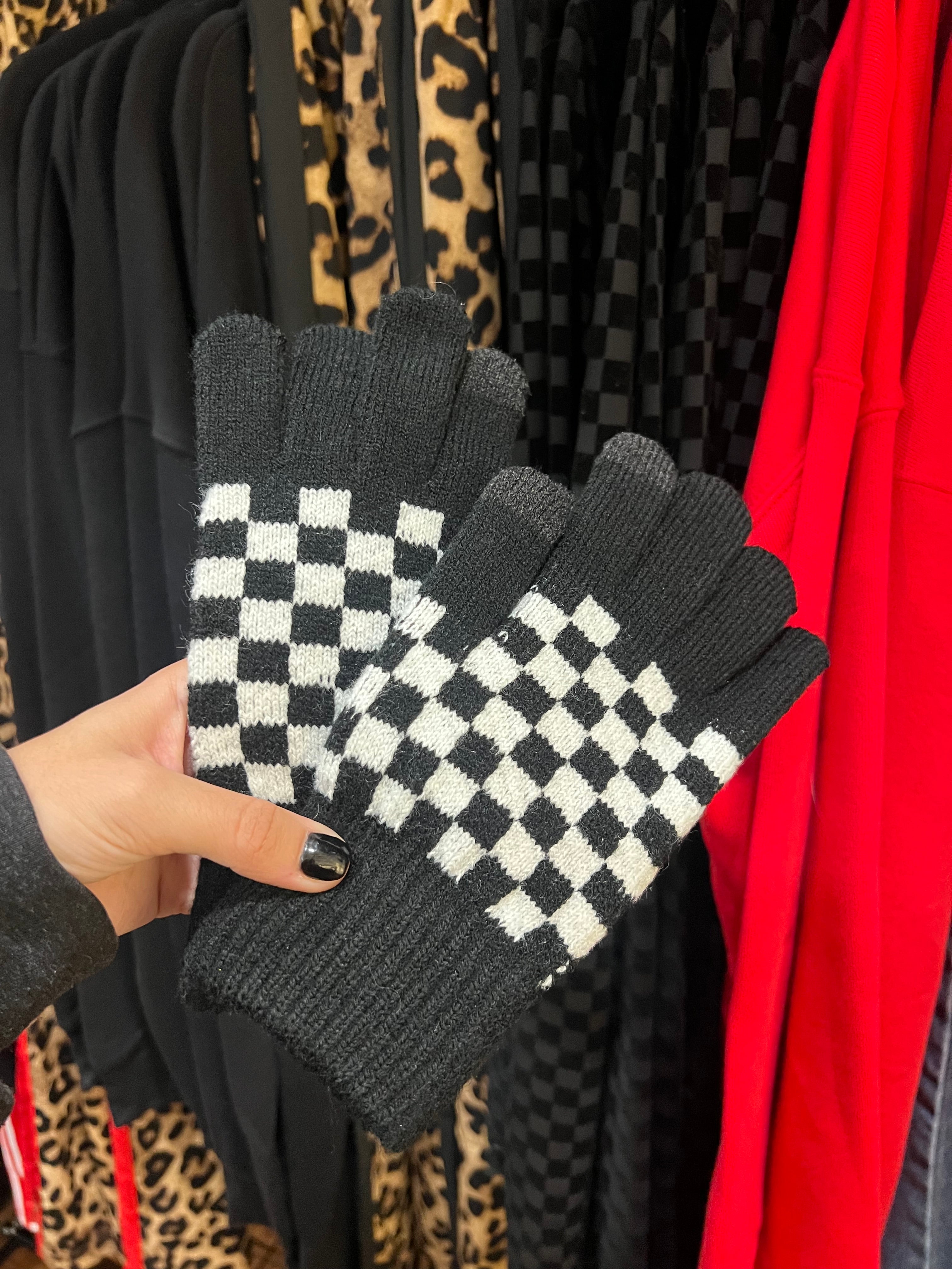 Checkered Knit Gloves - Black – RACE QUEEN COUTURE