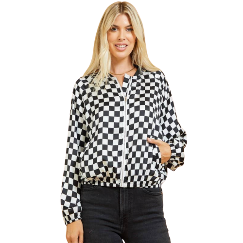 Checkered Bomber Jacket – RACE QUEEN COUTURE